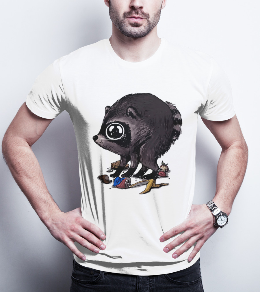 Jimothy Raccoon With Trash And Banana Peel T-Shirt