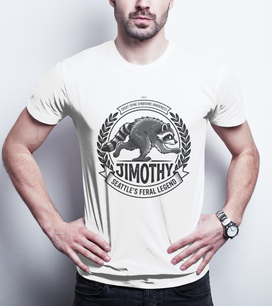 Jimothy Short Spine Syndrome Awareness Seattle's Feral Legend Bear T-Shirt