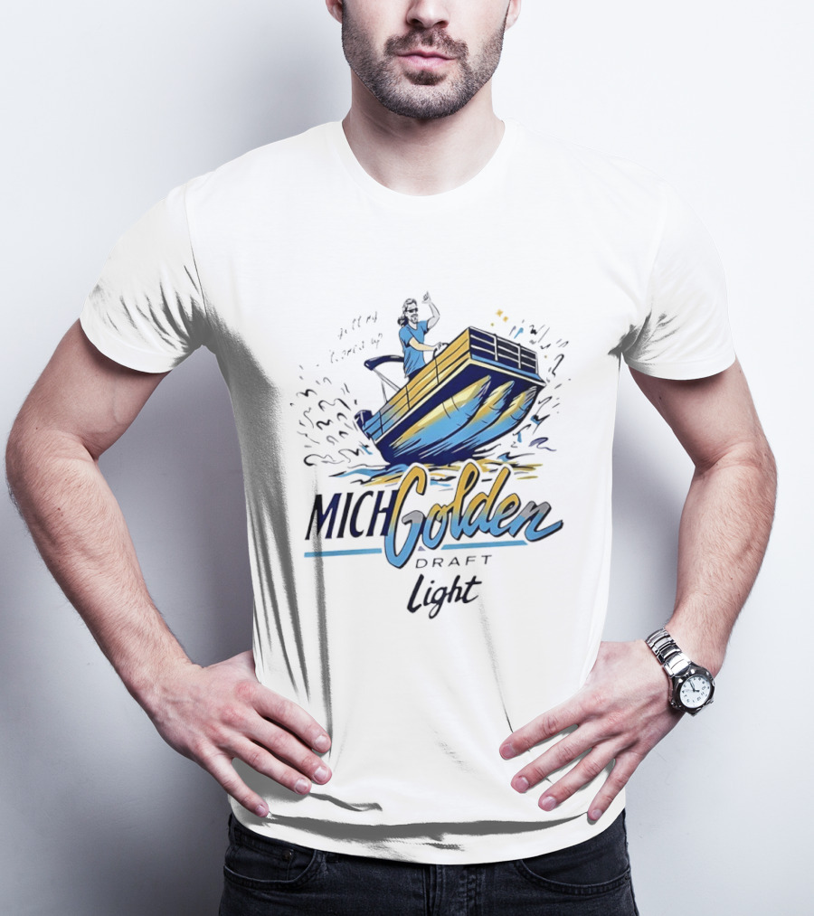 Michelob Golden Draft Light Getting Tooned Up Boat Adventure T-Shirt