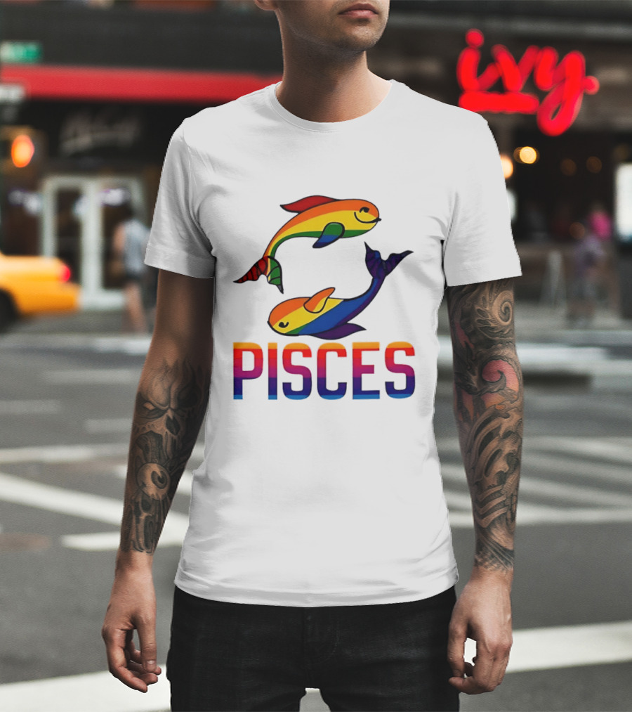 Pisces Fish Rainbow LGBT Pride T-Shirt