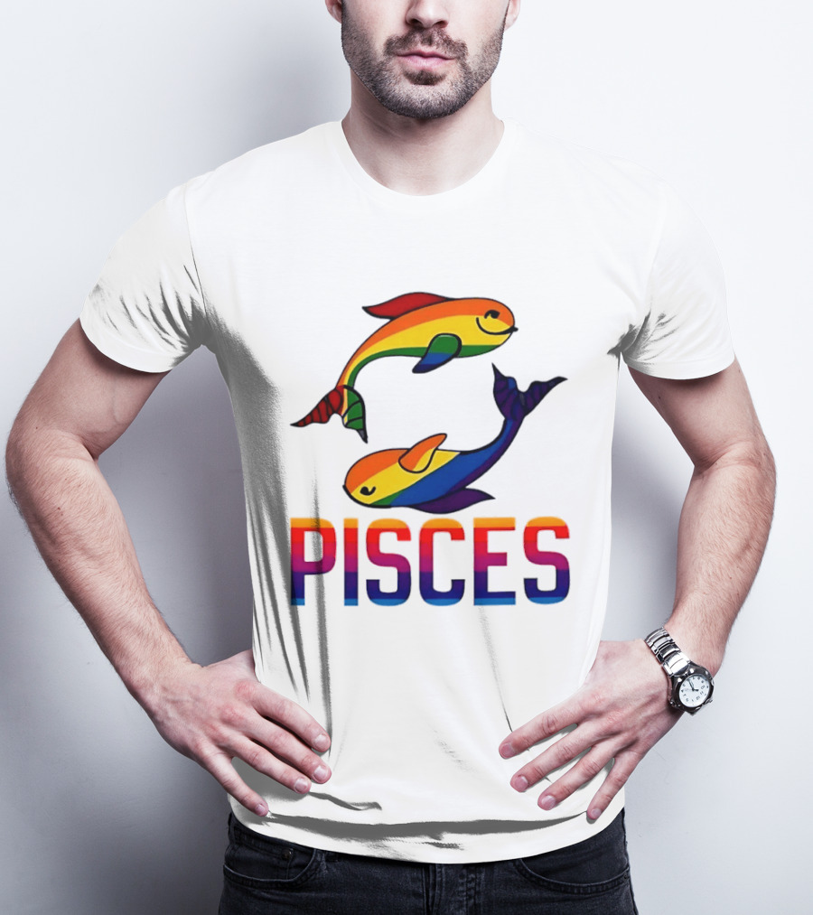 Pisces Fish Rainbow LGBT Pride T-Shirt