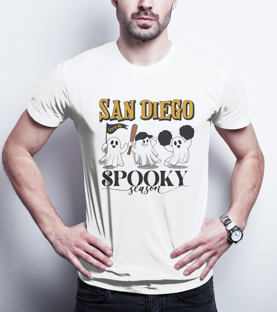 San Diego Let's Go Ghosts Spooky Season Baseball T-Shirt