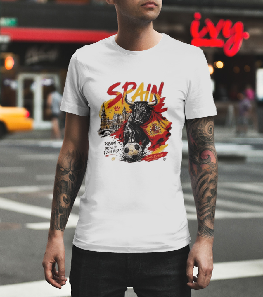 Spain Pasión Orgullo Furia Roja Vamos España Bull Flag 2026 T-Shirt