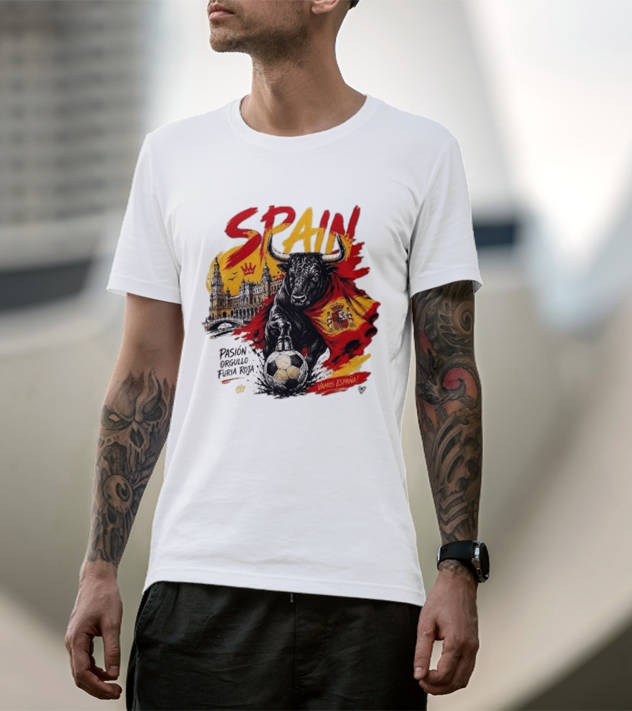 Spain Pasión Orgullo Furia Roja Vamos España Bull Flag 2026 T-Shirt