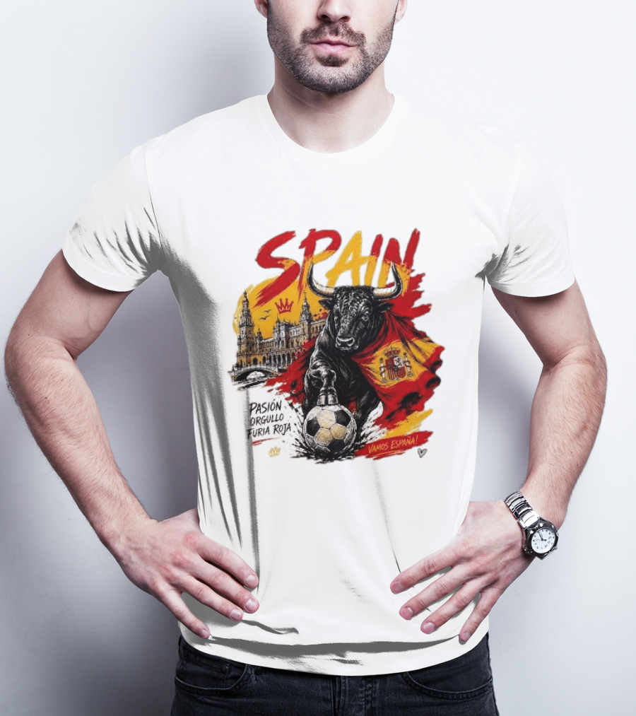 Spain Pasión Orgullo Furia Roja Vamos España Bull Flag 2026 T-Shirt