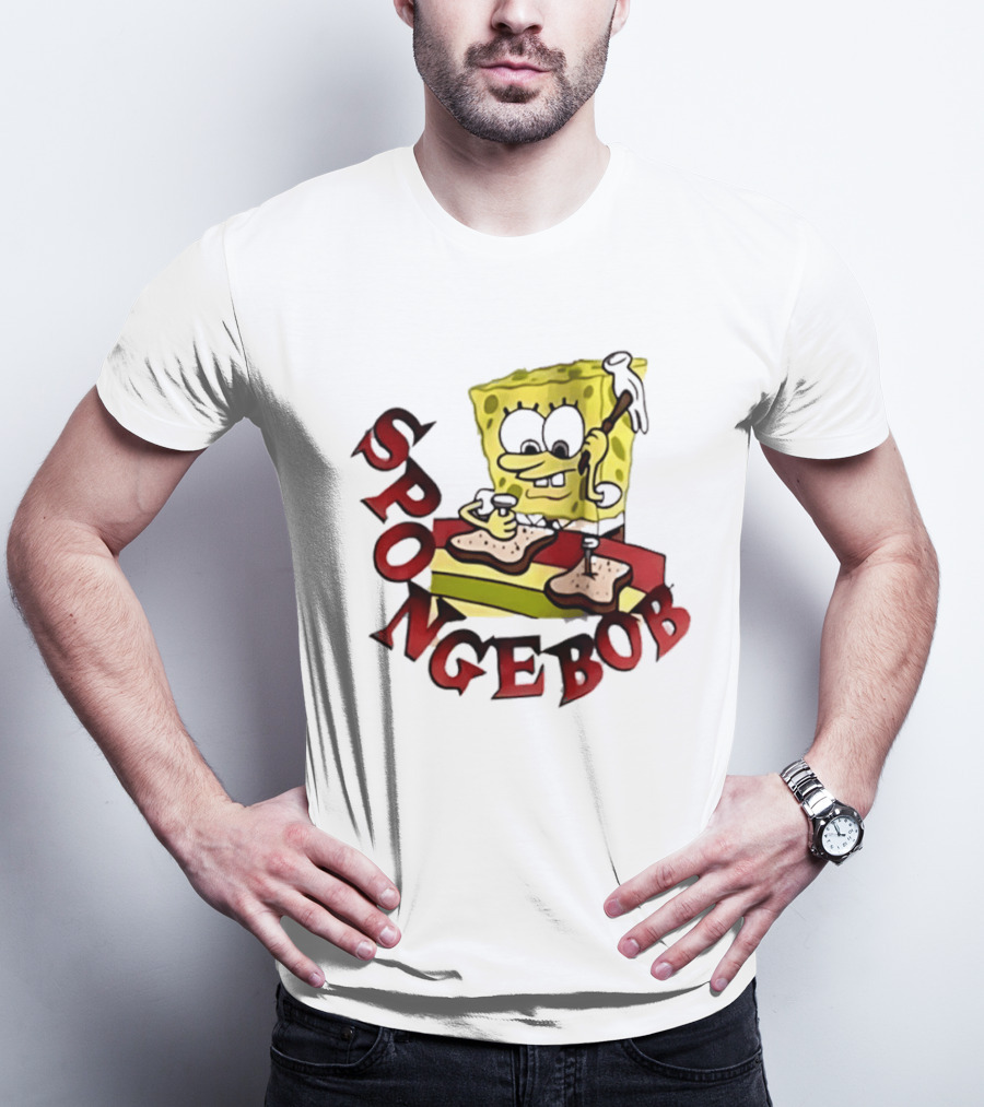 SpongeBob Assembling Sandwich With Hammer T-Shirt