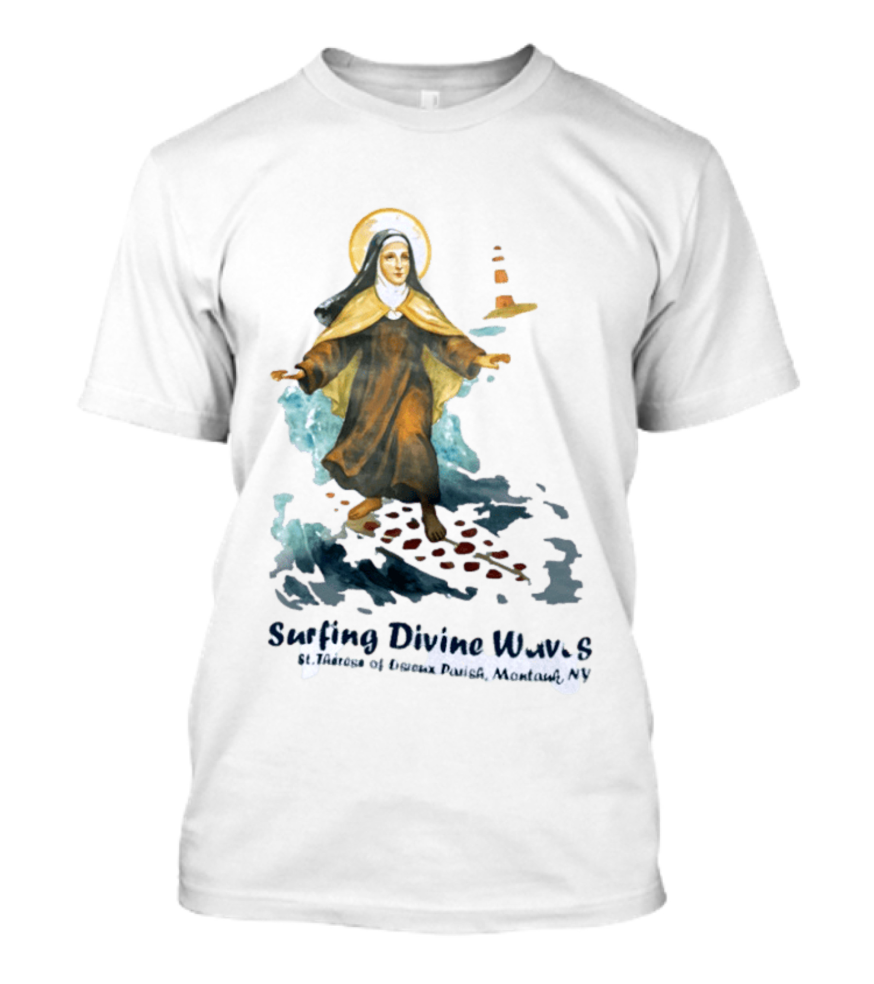 St Thérèse Of Lisieux Surfing Divine Waves Montauk NY T-Shirt