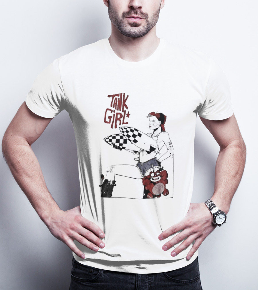 Tank Girl Checkered Missiles Red Text With Plush Toy T-Shirt