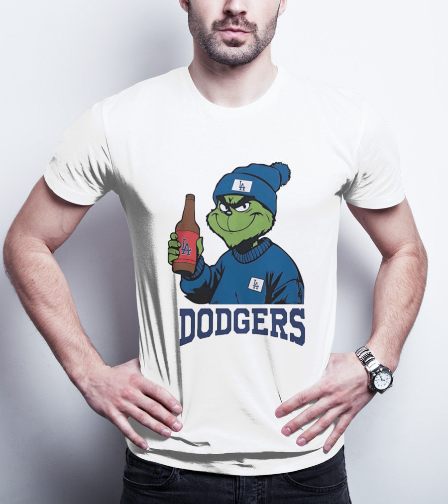 Los Angeles Dodgers MLB Christmas Grinch Beanie And Sweater T-Shirt
