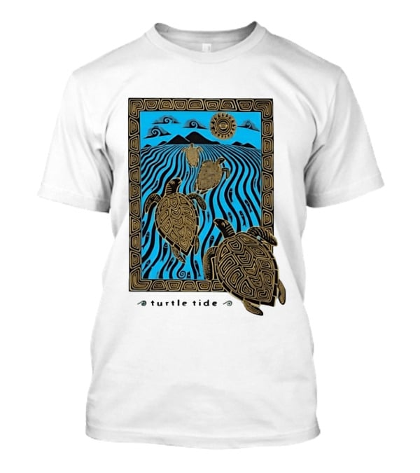 Turtle Tide Ocean Sea Life Coastal Nautical Waves And Sun T-Shirt