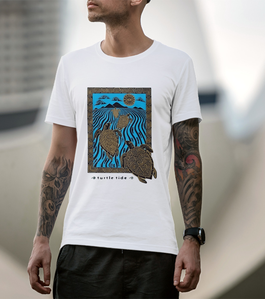 Turtle Tide Ocean Sea Life Coastal Nautical Waves And Sun T-Shirt