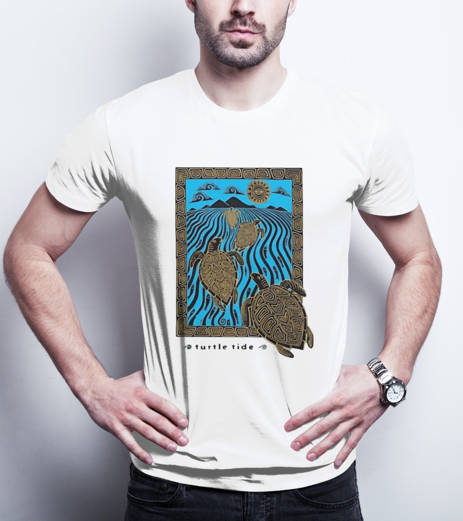 Turtle Tide Ocean Sea Life Coastal Nautical Waves And Sun T-Shirt