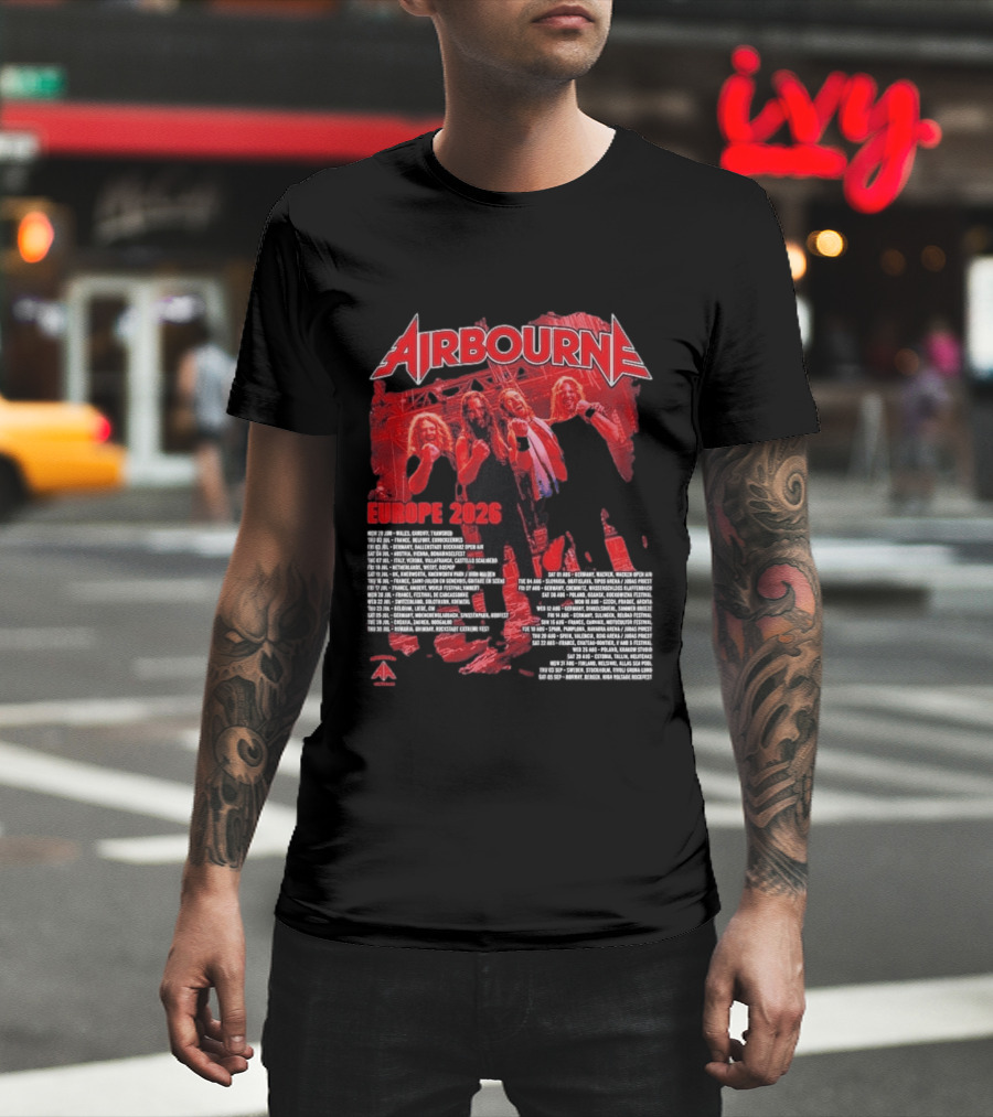 Airbourne Get Gutsy Europe 2026 Tour Dates And Cities T-Shirt