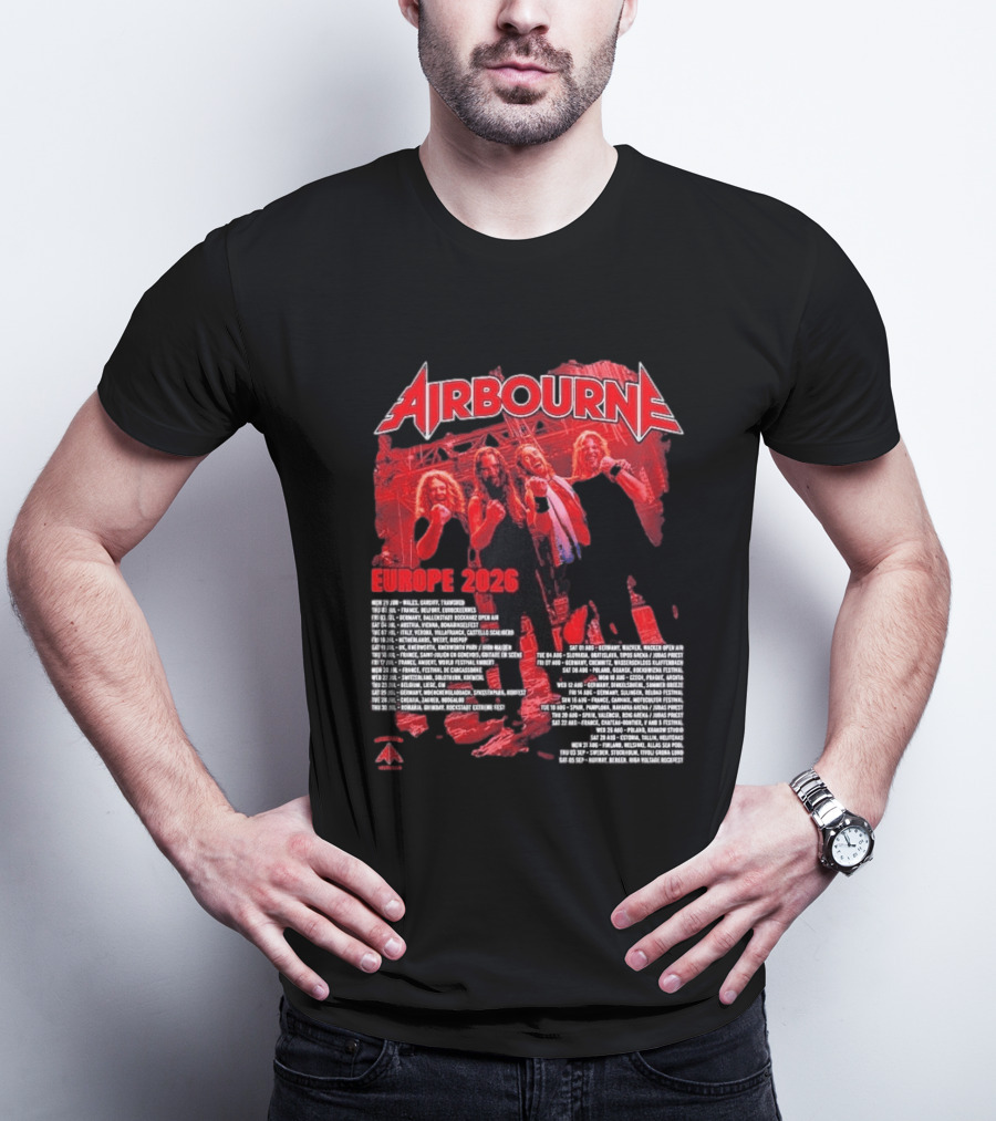 Airbourne Get Gutsy Europe 2026 Tour Dates And Cities T-Shirt