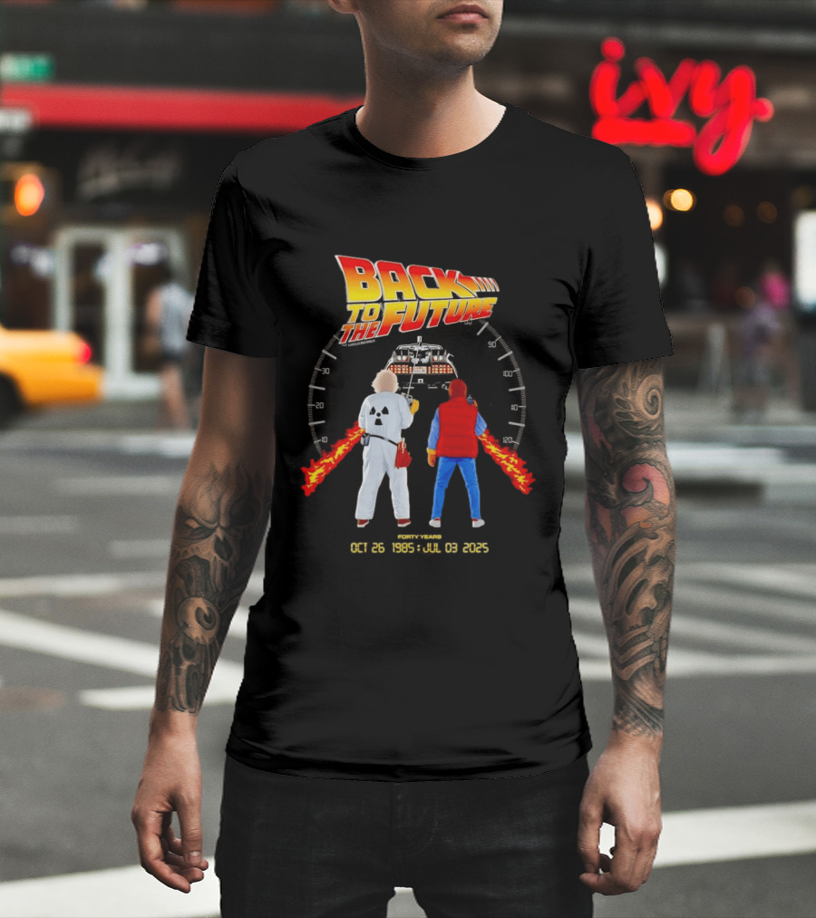 Back To The Future Forty Years Oct 26 1985 Jul 03 2025 Movie Anniversary T-Shirt