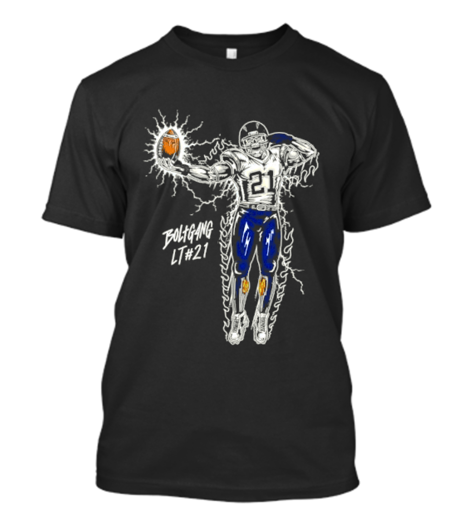 Boltgang LT 21 Skeleton Football Player Lightning Charge T-Shirt