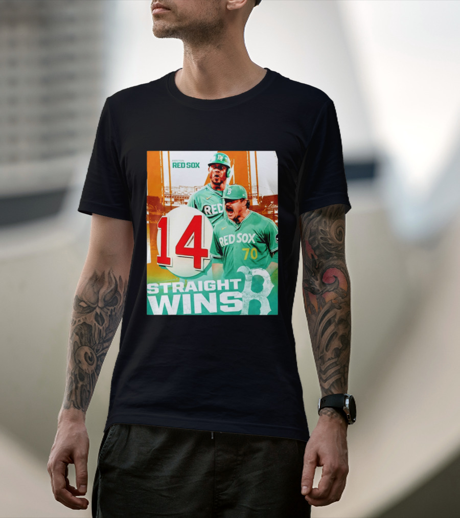 Boston Red Sox 14 Straight Wins Number 70 Celebration T-Shirt