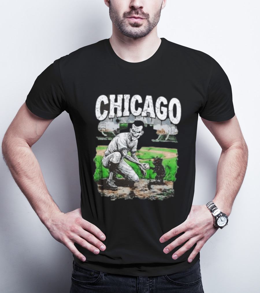 Chicago Undead Baseball Player With Cub On Field T-Shirt