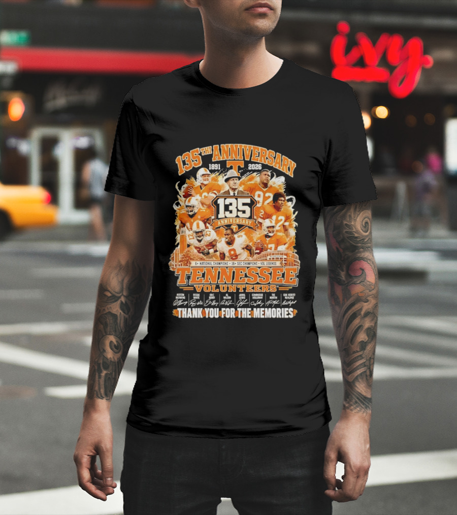 135th Anniversary Tennessee Volunteers Vol Legends Peyton Manning Reggie White National SEC Champions 1891 2026 Thank You For The Memories T-Shirt