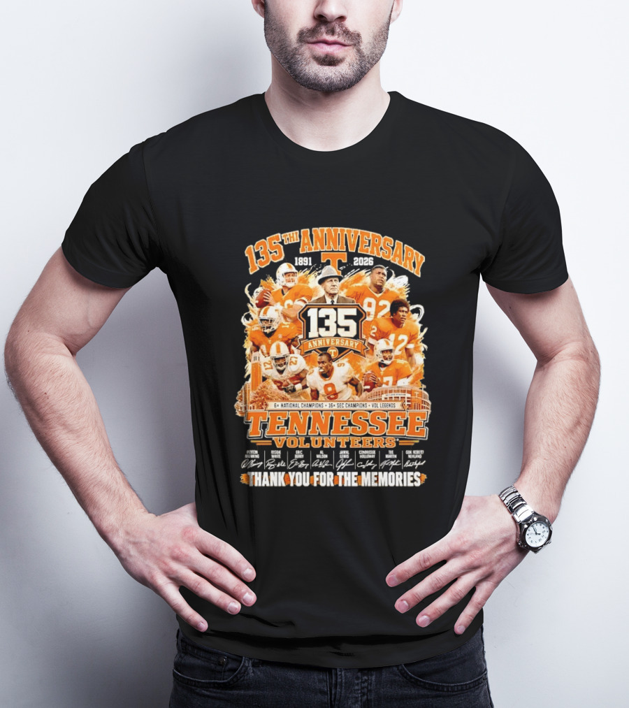135th Anniversary Tennessee Volunteers Vol Legends Peyton Manning Reggie White National SEC Champions 1891 2026 Thank You For The Memories T-Shirt