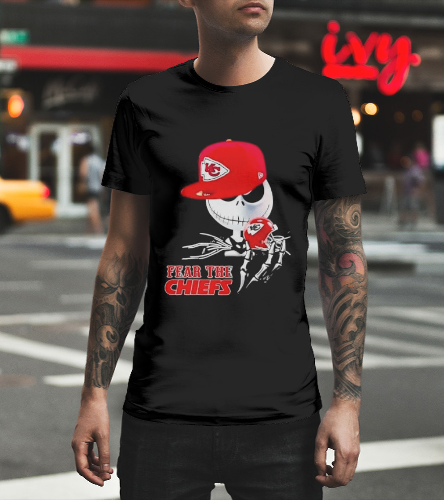 Jack Skellington Kansas City Chiefs Helmet Fear The Chiefs T-Shirt