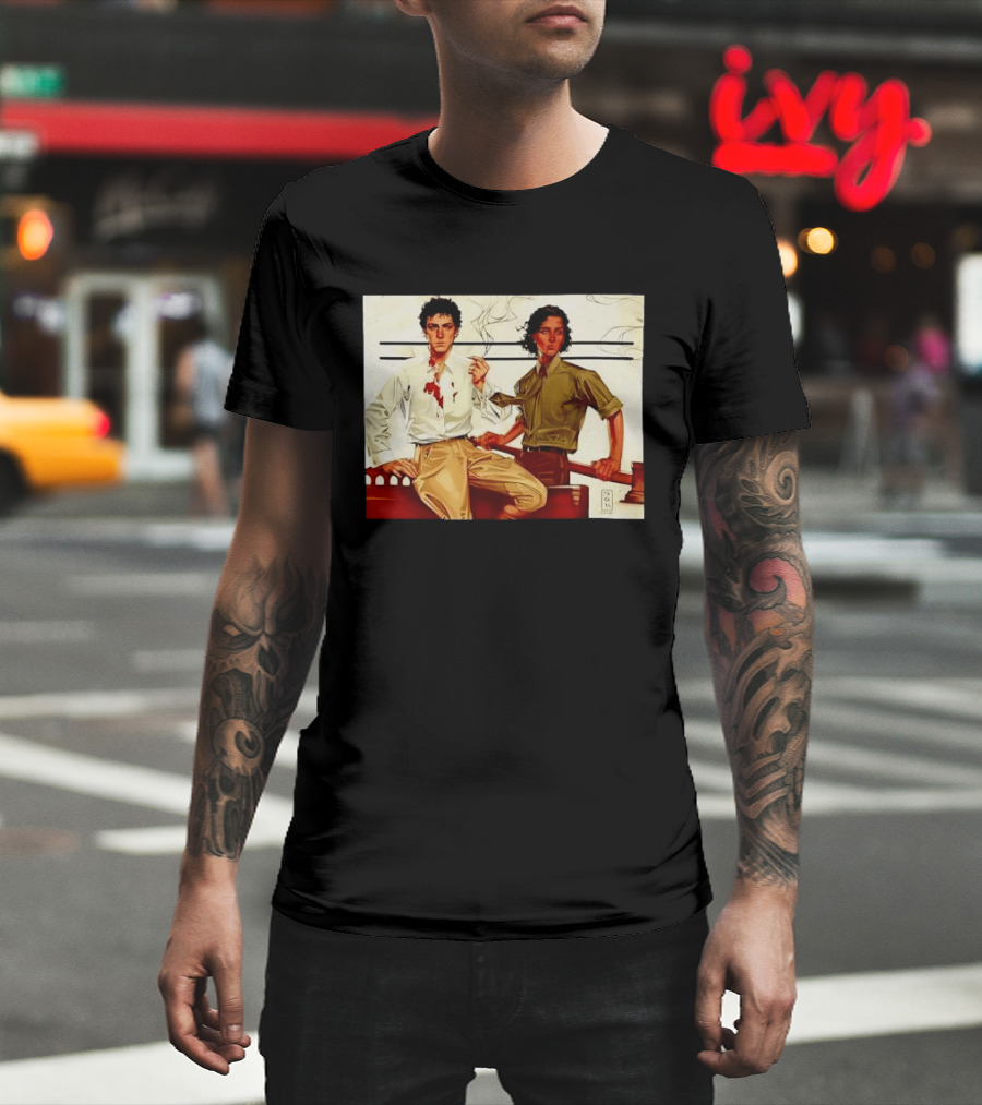JAPH Two Men Smoking With Bloodstain T-Shirt