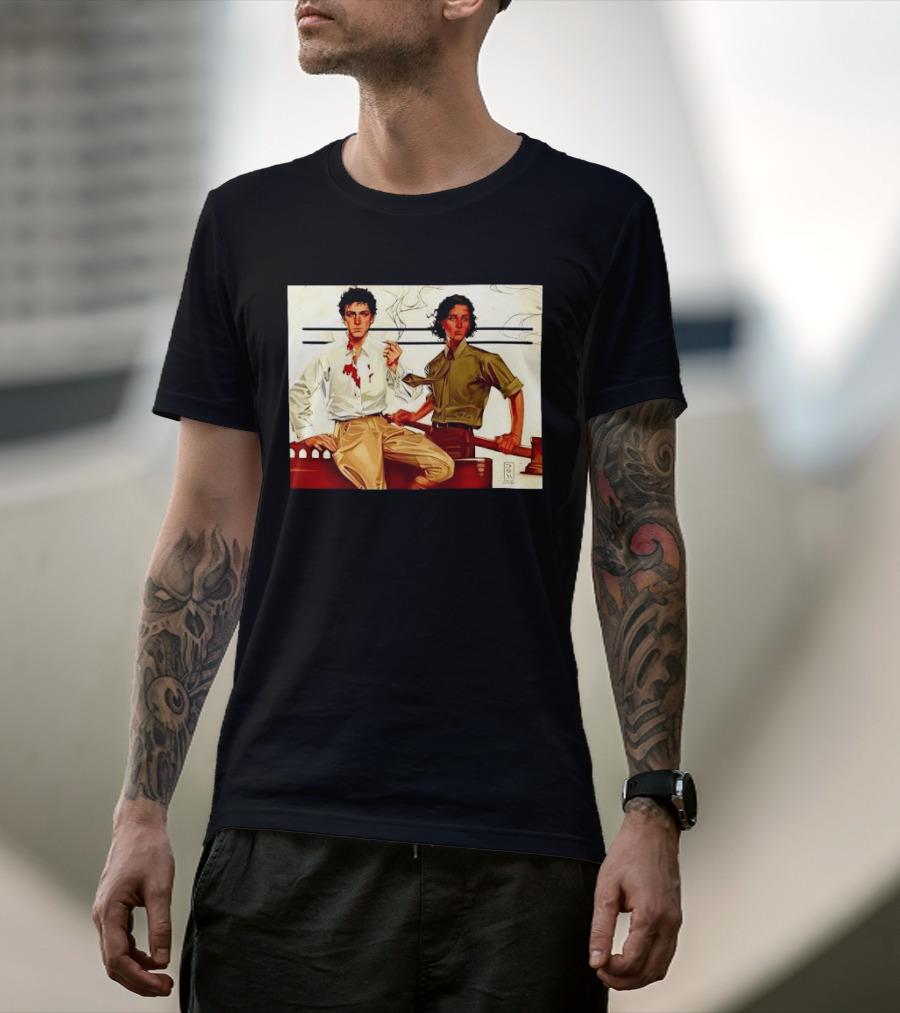JAPH Two Men Smoking With Bloodstain T-Shirt