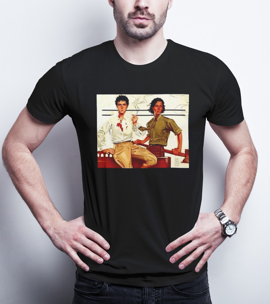 JAPH Two Men Smoking With Bloodstain T-Shirt