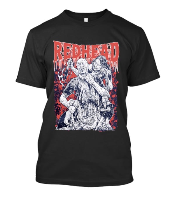 Red Head Horror Gruesome Comic Style Bloodied Figures T-Shirt