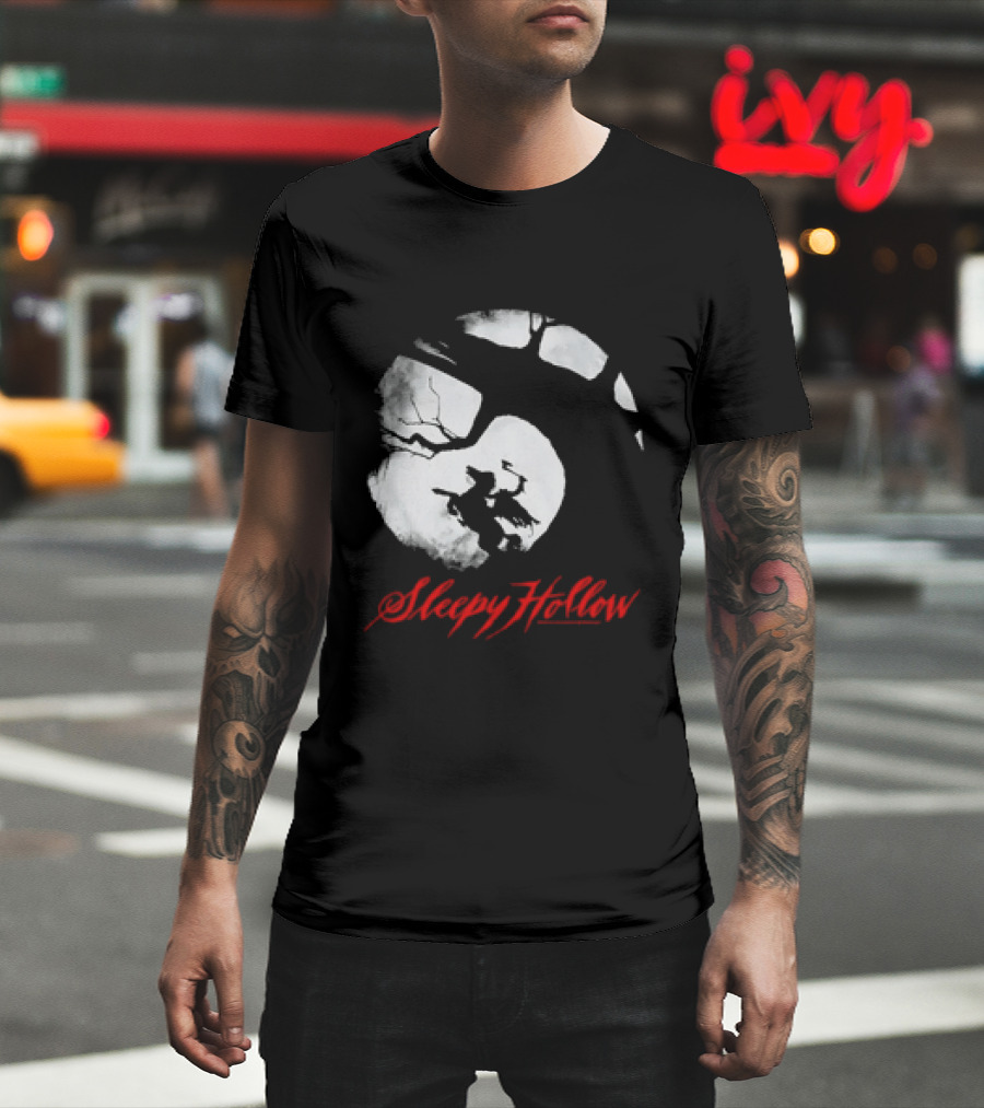 Sleepy Hollow Red Lettering Crescent Moon T-Shirt
