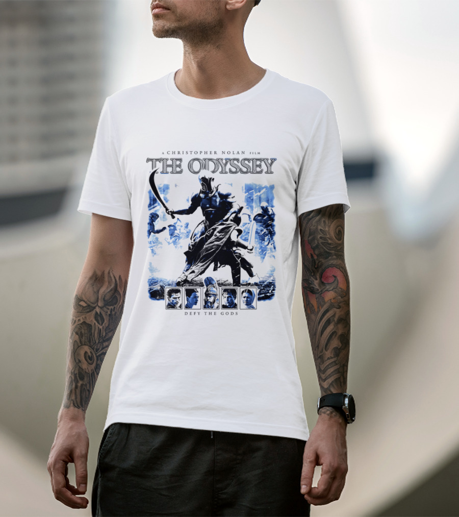 A Christopher Nolan Film The Odyssey Defy The Gods Movie Epic Adventure T-Shirt