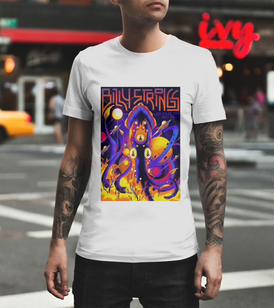 Billy Strings Boston MA July 21 22 2026 Live Agganis Arena Event Psychedelic Cosmic Squid T-Shirt