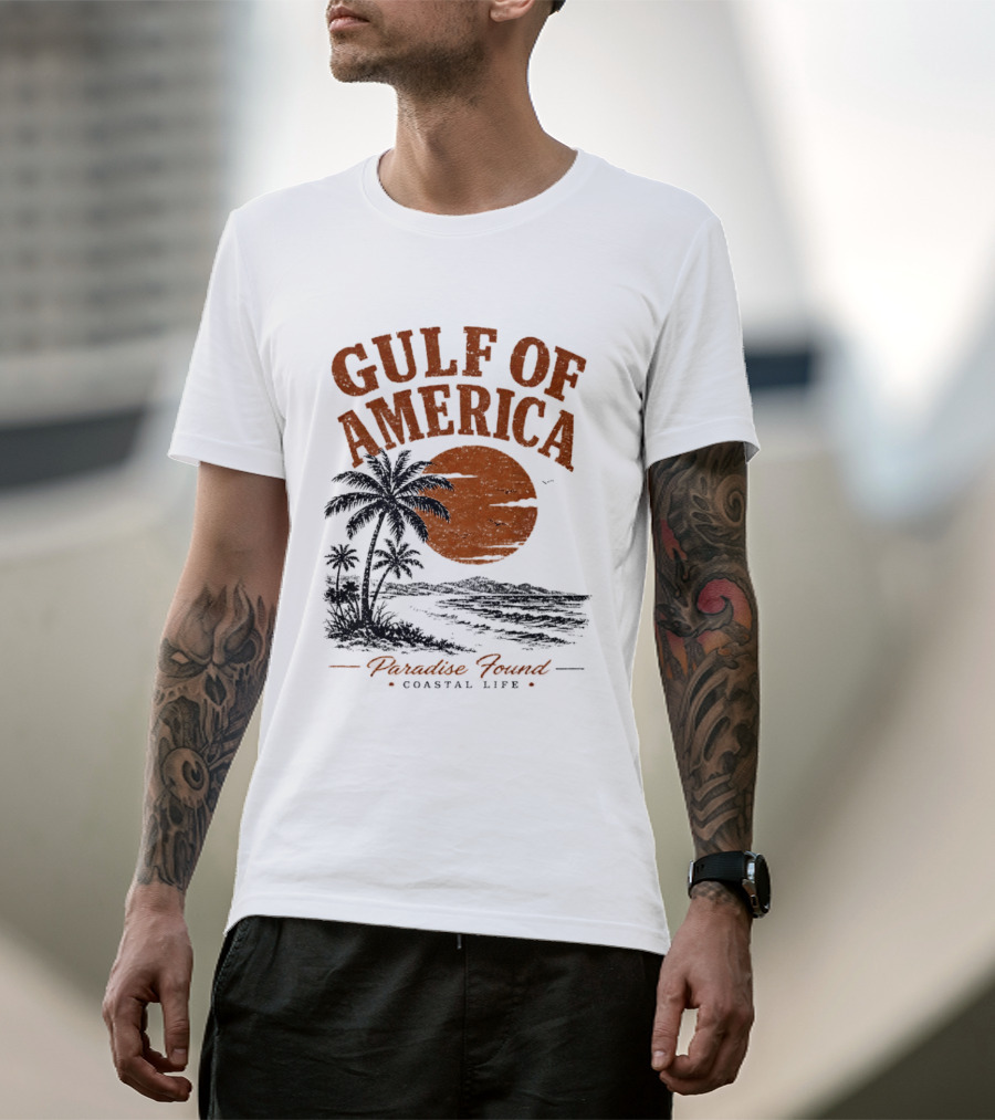 Gulf Of America Paradise Found Coastal Life Palm Sunset T-Shirt
