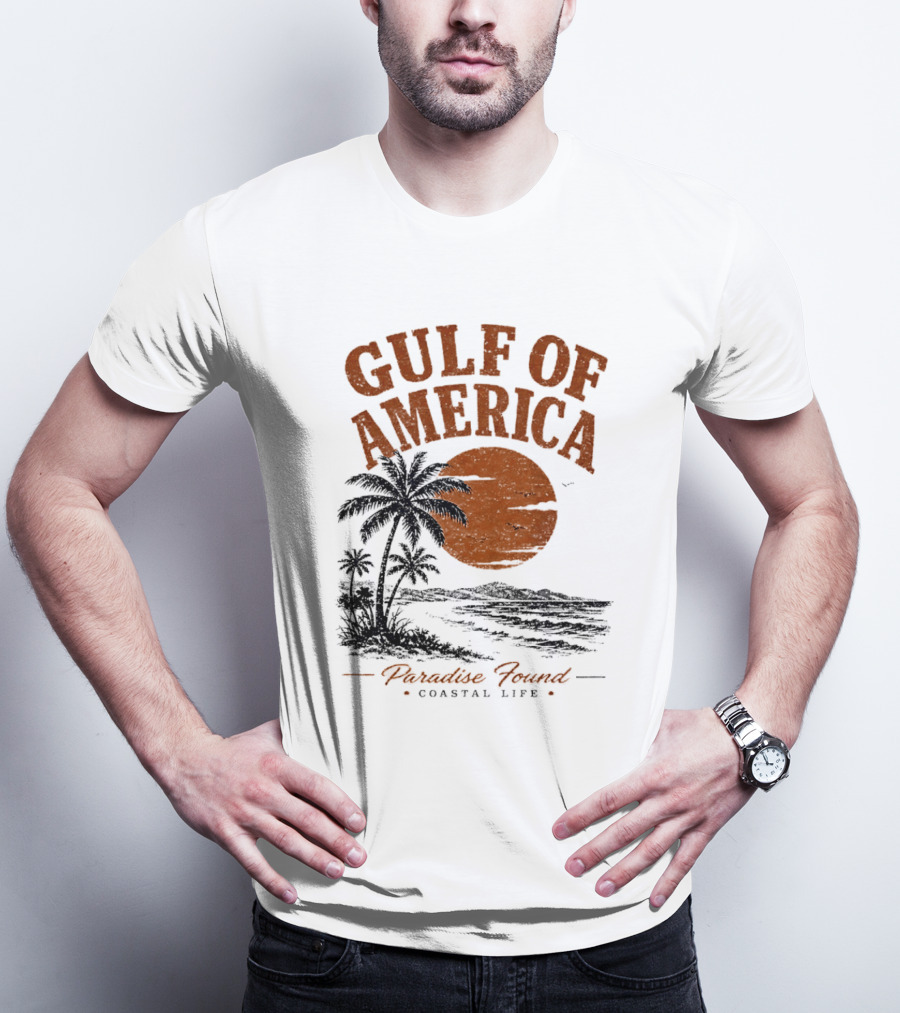 Gulf Of America Paradise Found Coastal Life Palm Sunset T-Shirt