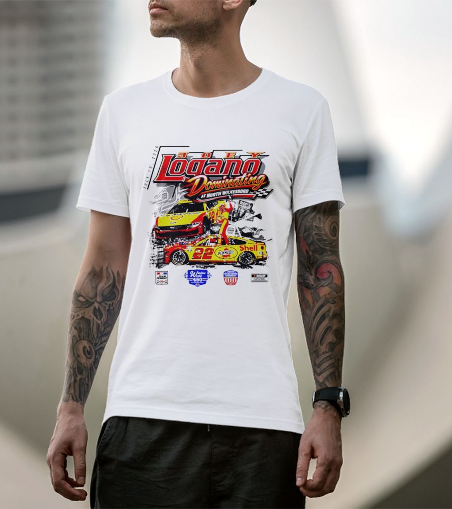 Joey Logano Dominating July 18 2026 North Wilkesboro Pennzoil Shell 22 Racing T-Shirt
