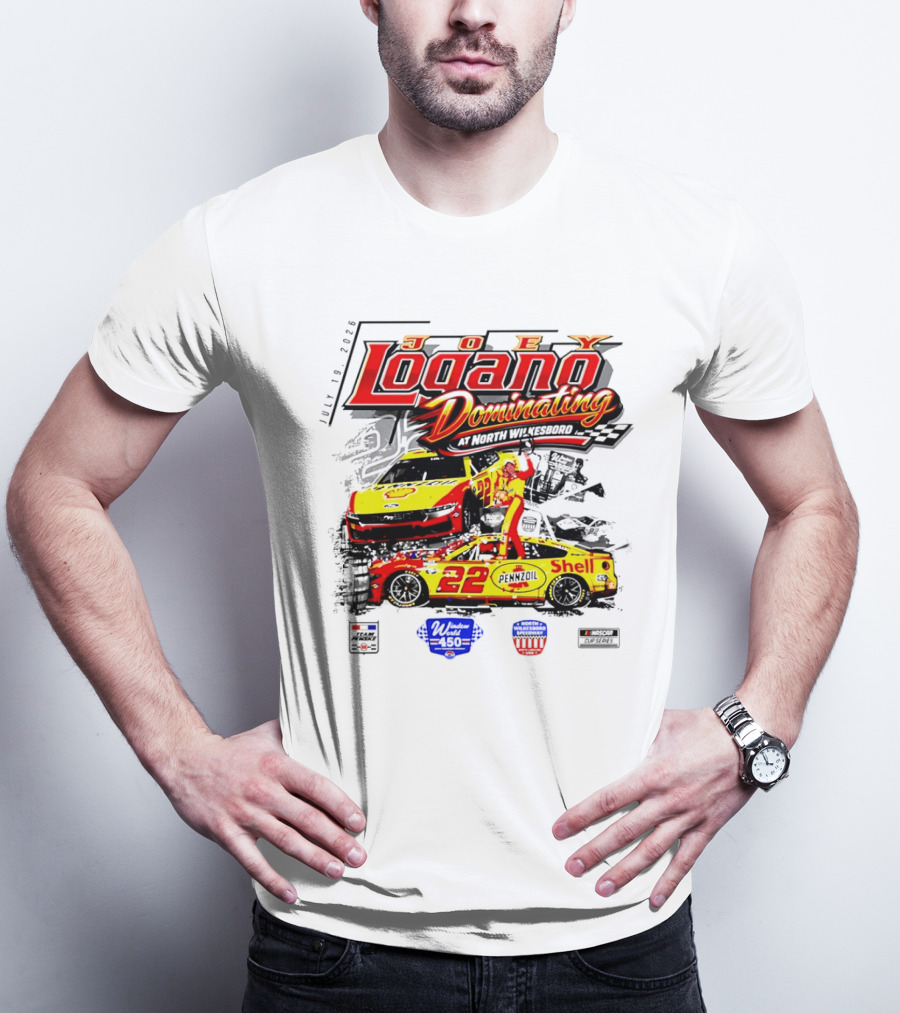 Joey Logano Dominating July 18 2026 North Wilkesboro Pennzoil Shell 22 Racing T-Shirt