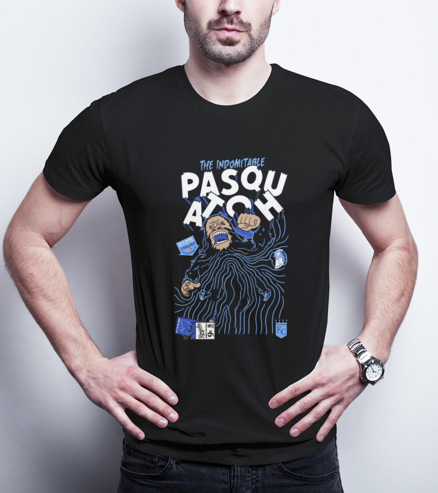 2026 Royals The Indomitable Pasquatch He's Here Fear The Beard KC Baseball T-Shirt