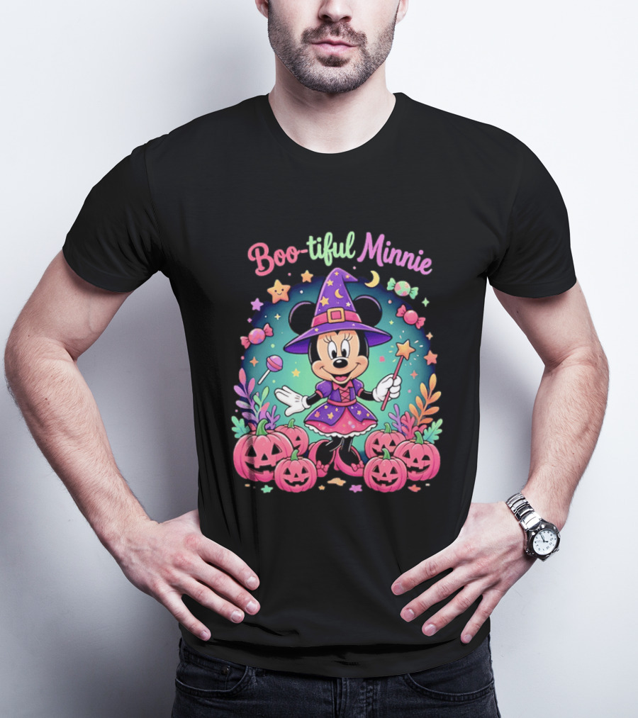 Boo Tiful Minnie Halloween Pumpkin Witch Disney Magic T-Shirt