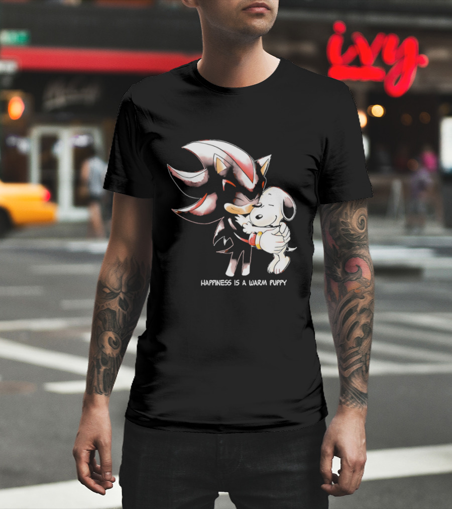 Happiness Is A Warm Puppy Shadow The Hedgehog Embrace T-Shirt