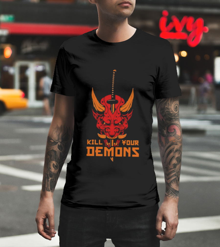 Kill Your Demons Oni Mask Samurai Sword T-Shirt