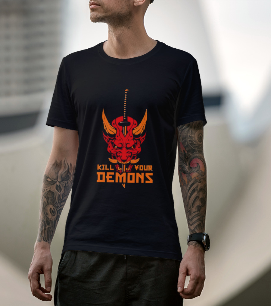 Kill Your Demons Oni Mask Samurai Sword T-Shirt