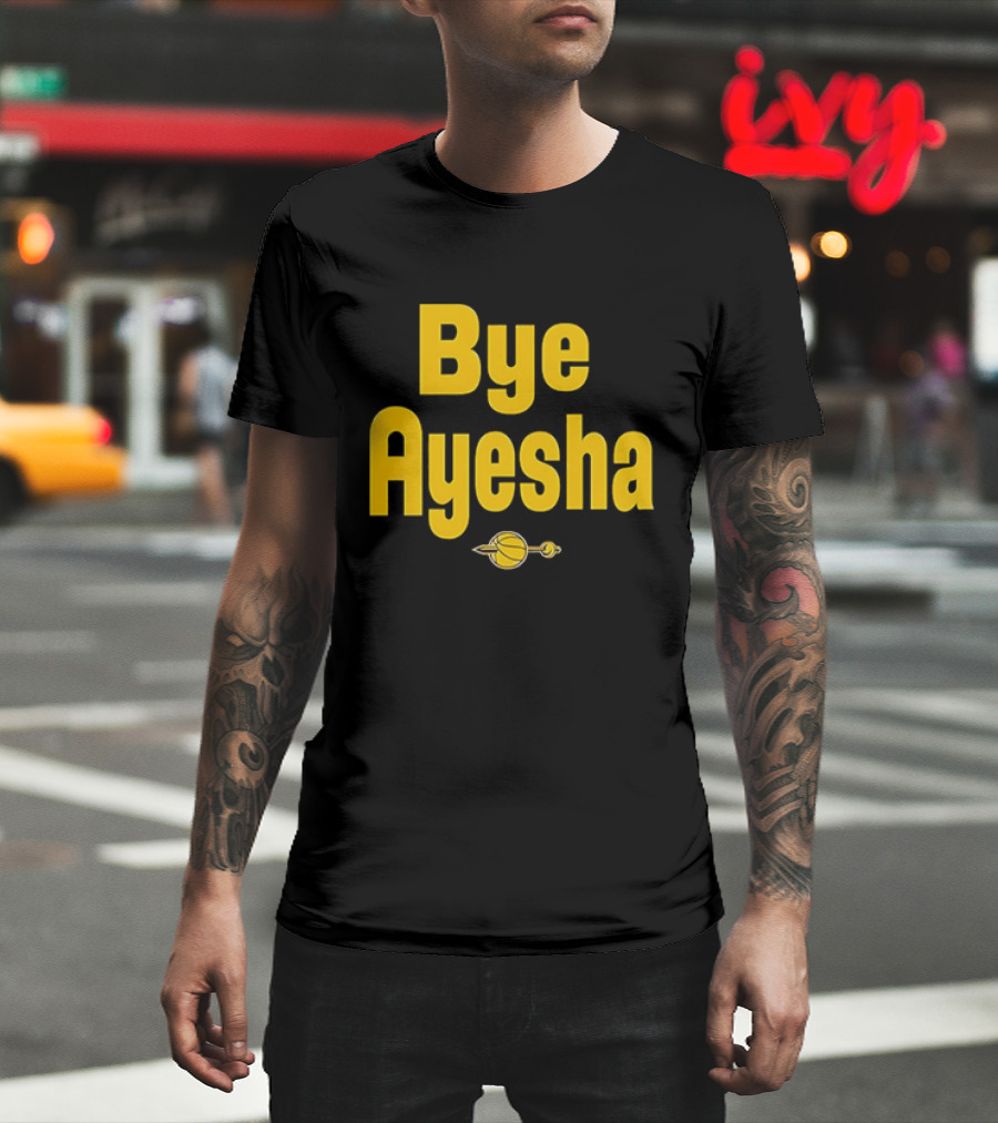 Bye Ayesha Basketball Team Yellow Text With Ball And Hoop T-Shirt