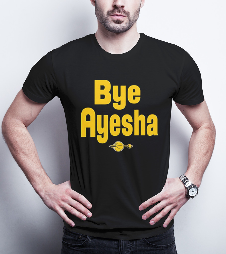 Bye Ayesha Basketball Team Yellow Text With Ball And Hoop T-Shirt