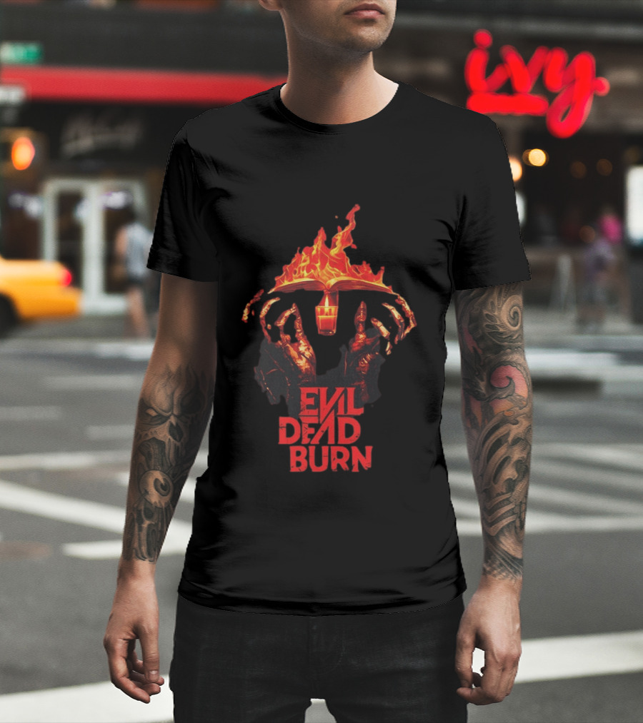 Evil Dead Burn Flaming Book Horror Visuals T-Shirt