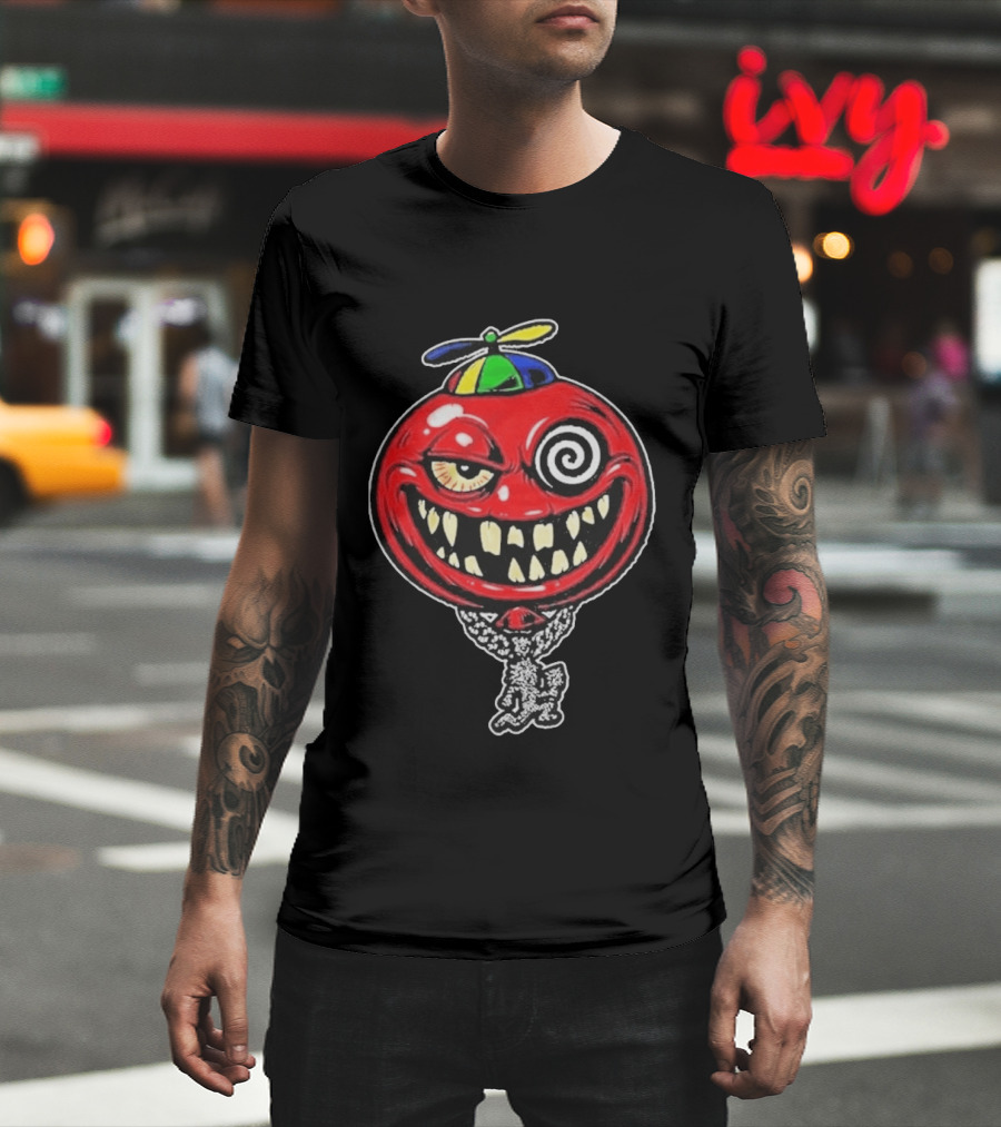 Insane Clown Posse Wakko The Kidd Bizerker 187 Spiral Eyed Grinning Face Balloon With Propeller Hat T-Shirt