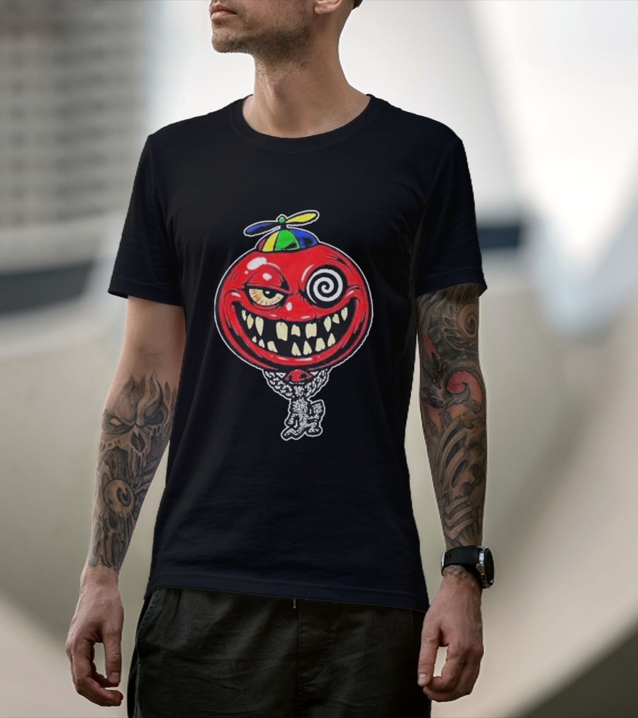 Insane Clown Posse Wakko The Kidd Bizerker 187 Spiral Eyed Grinning Face Balloon With Propeller Hat T-Shirt