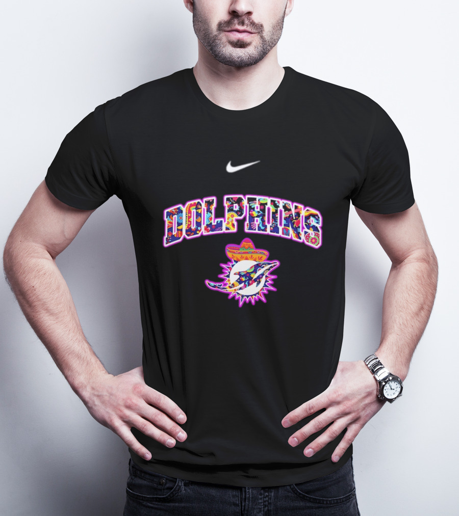 Nike Dolphins Hispanic Heritage Fiesta Florals Sombrero T-Shirt