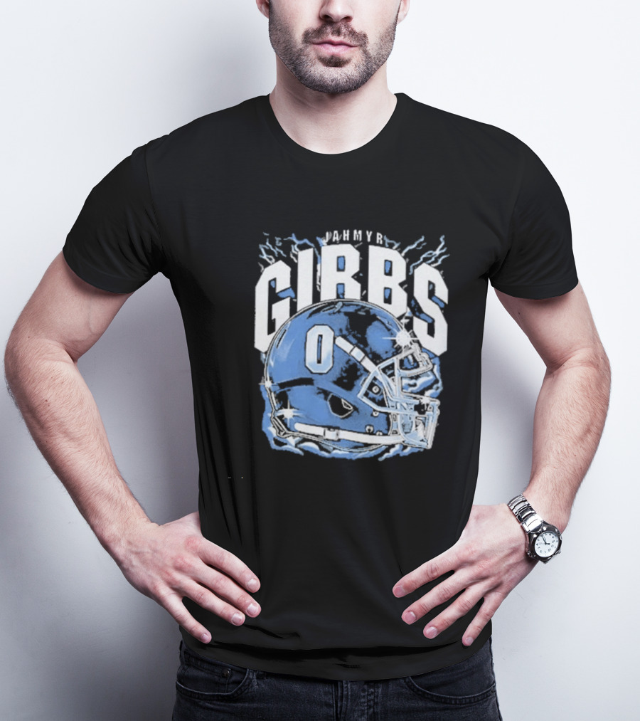 Jahmyr Gibbs Detroit Football Helmet Lions Number 0 T-Shirt