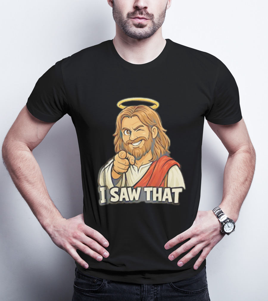 Jesus Winking Pointing I Saw That Halo Robe T-Shirt