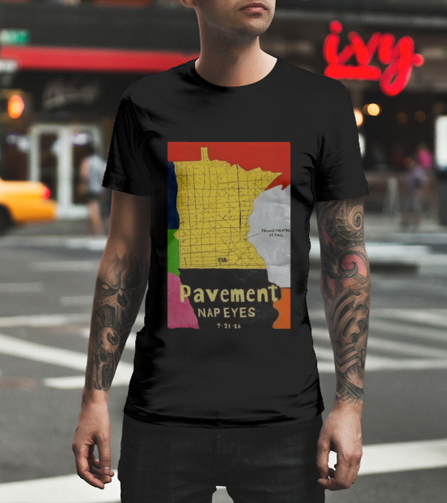 Pavement Nap Eyes Palace Theatre St Paul July 21 2026 Minnesota Map T-Shirt